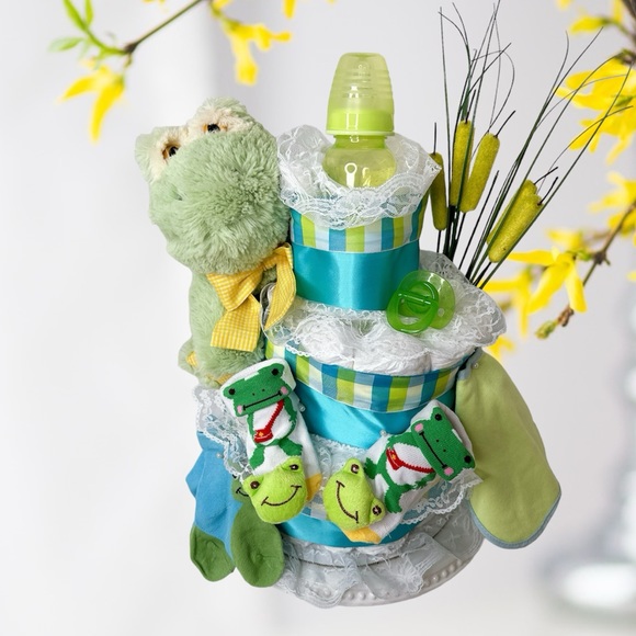Handmade | Accessories | Frog Diaper Cake Baby Shower Gift | Poshmark